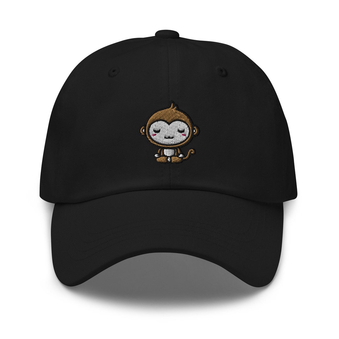 Cute Monkey Meditation Embroidered Dad Hat, Monkey Baseball Dad Cap ...
