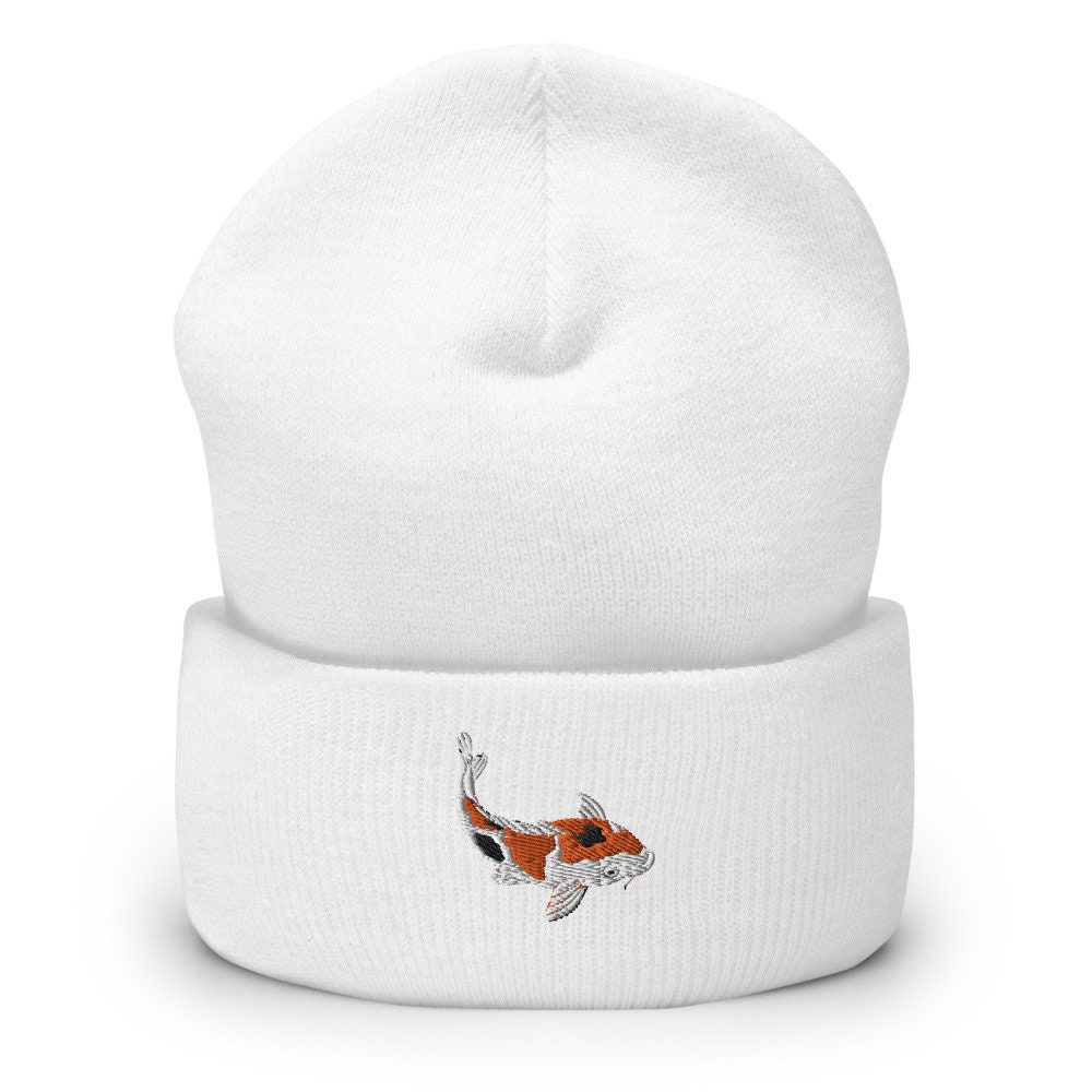 Koi Fish Embroidered Cuffed Beanie - Unisex Winter Hat - Etsy