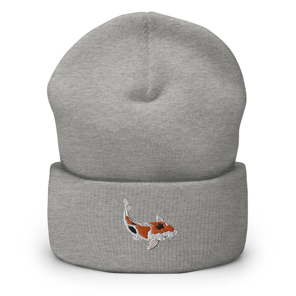 Koi Fish Embroidered Cuffed Beanie - Unisex Winter Hat - Etsy
