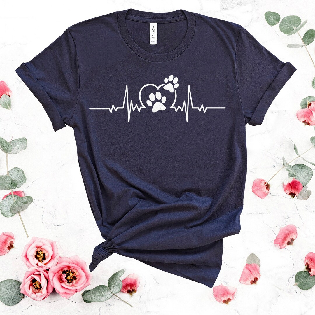 Dog Heartbeat Shirt, Paw Heartbeat Shirt, Dog Mom Shirt, Dog Lover ...