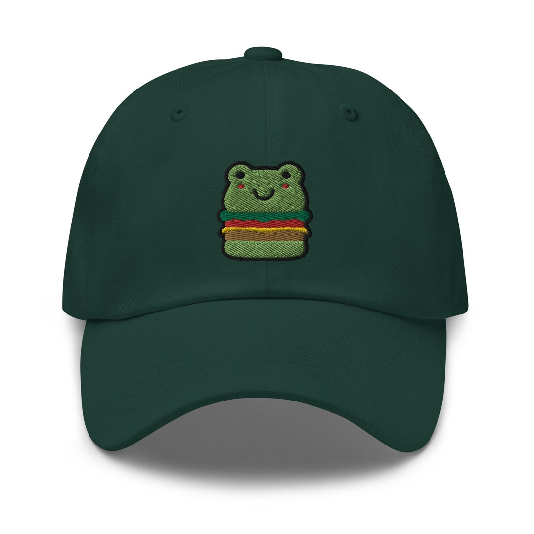 Funny Frog Burger Embroidered Baseball Dad Hat, Burger Cap, Frog ...