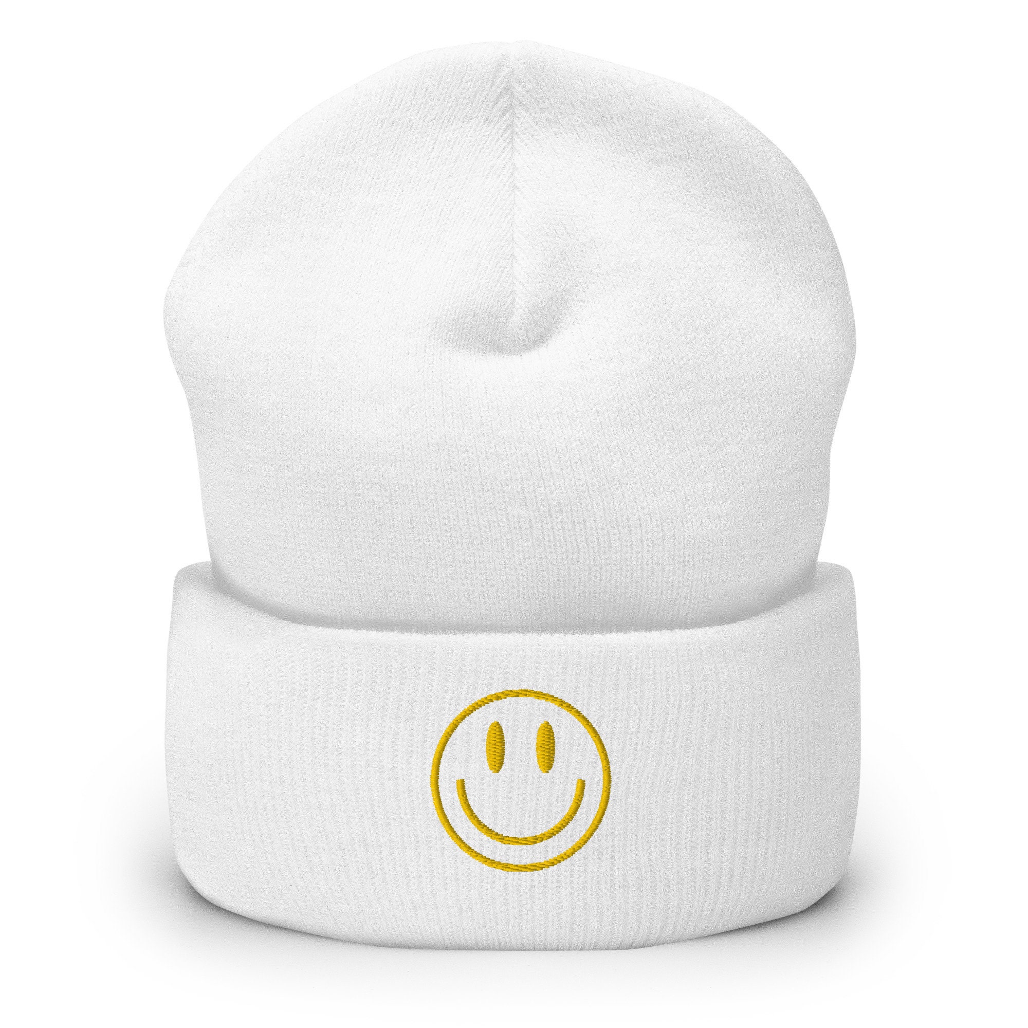 Smiley Embroidered Cuffed Beanie Hat Smiley Face Beanie - Etsy