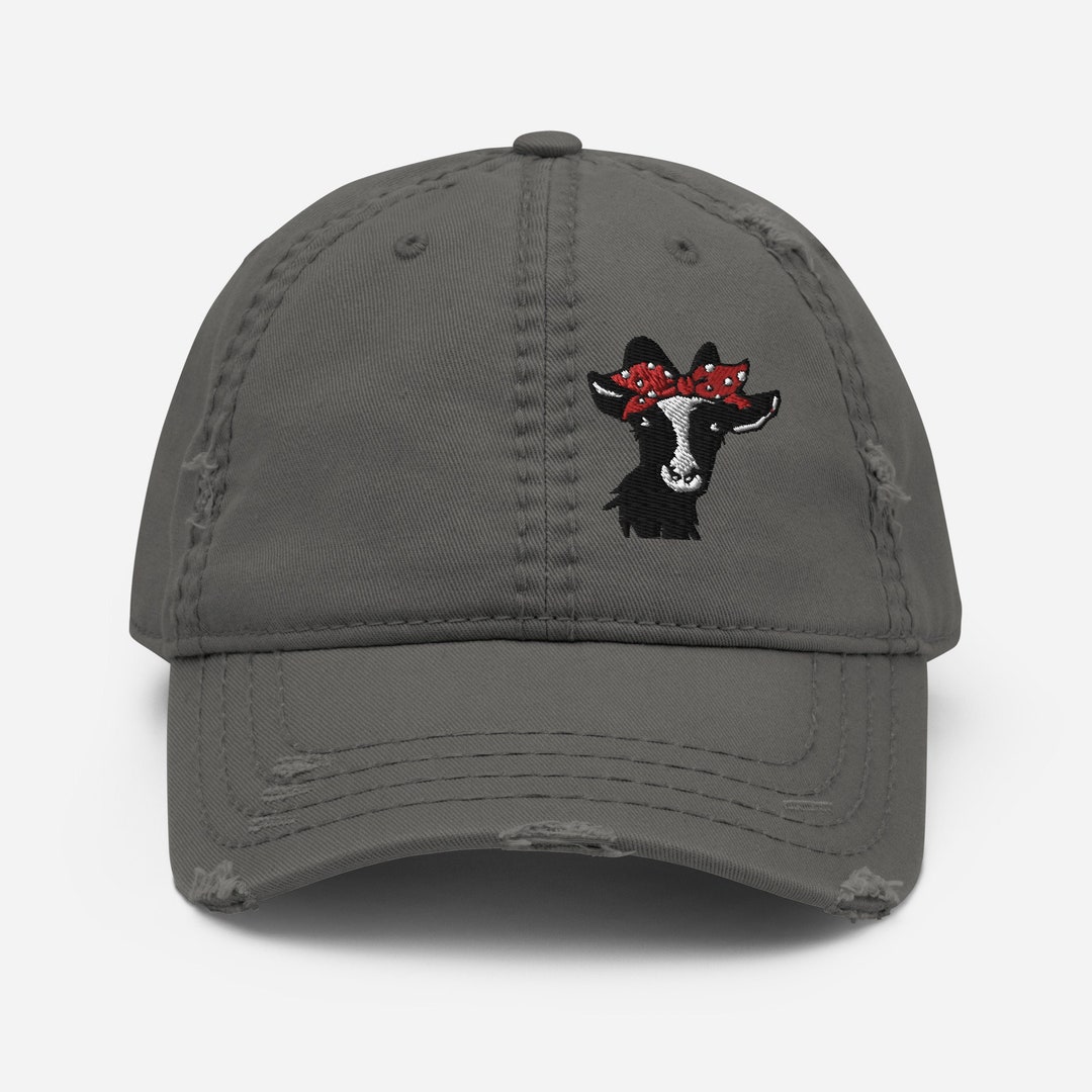 Goat Bandana Embroidered Hat, Distressed Baseball Cap Hat, Vintage Dad ...