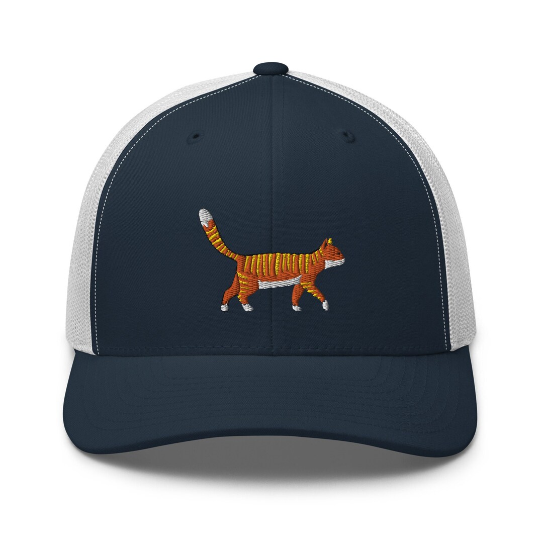 Tabby Cat Embroidered Trucker Cap, Cat Lover Hat, Tabby Cat Owner Gift ...