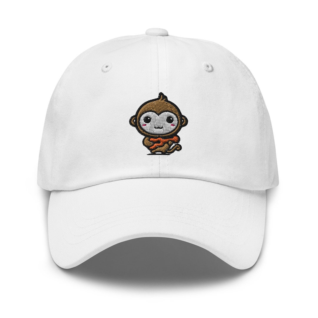 Cute Monkey Playing Guitar Embroidered Dad Hat, Monkey Baseball Cap ...