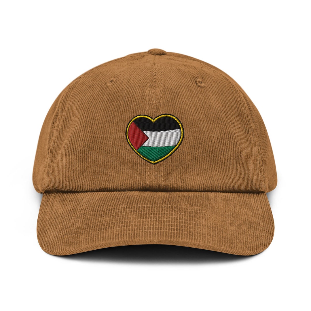 Palestine Flag Heart Embroidered Corduroy Hat, Free Palestine Hat ...