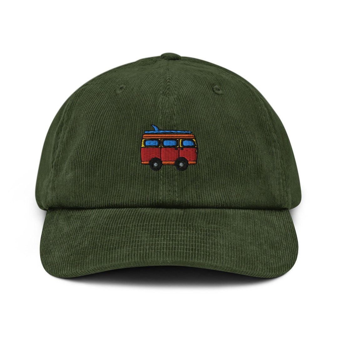 Surf Van Corduroy Hat, Van Camper Hat, Surf Lover Gift Hat, Embroidered ...