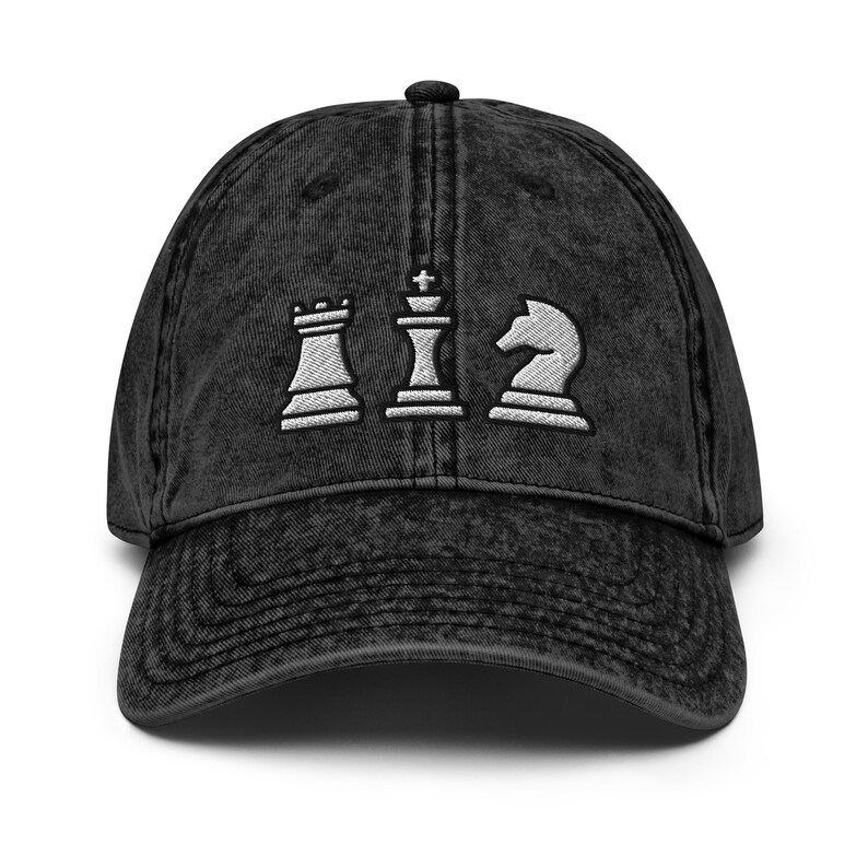 Embroidered Chess Pieces Cap: Vintage Cotton Twill Dad Hat - Etsy
