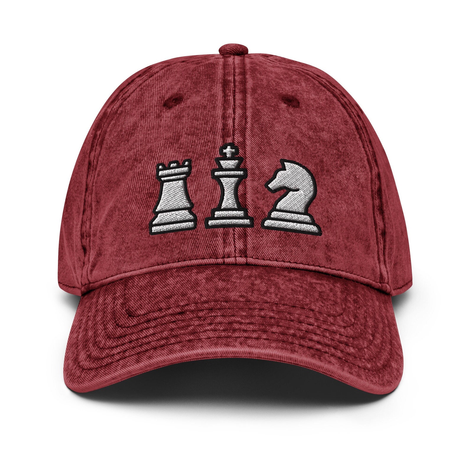 Embroidered Chess Pieces Cap: Vintage Cotton Twill Dad Hat - Etsy