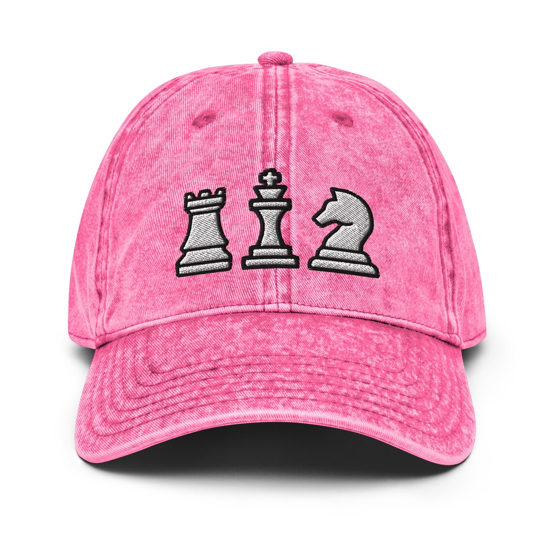 Embroidered Chess Pieces Cap: Vintage Cotton Twill Dad Hat - Etsy