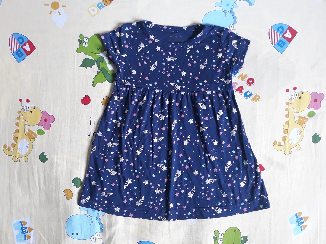 Comfy Star Design Blue Color Frock for This Season for Your Cute Little ...