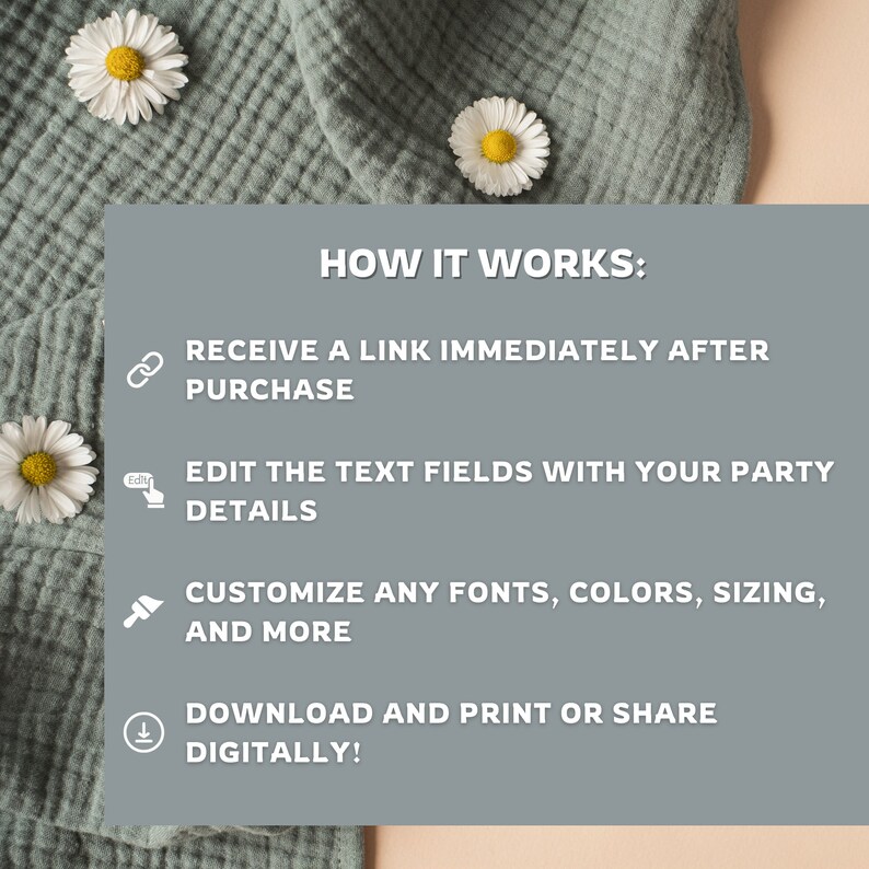 Editable Birthday Invitation Daisy Boho Theme Digital Download ...