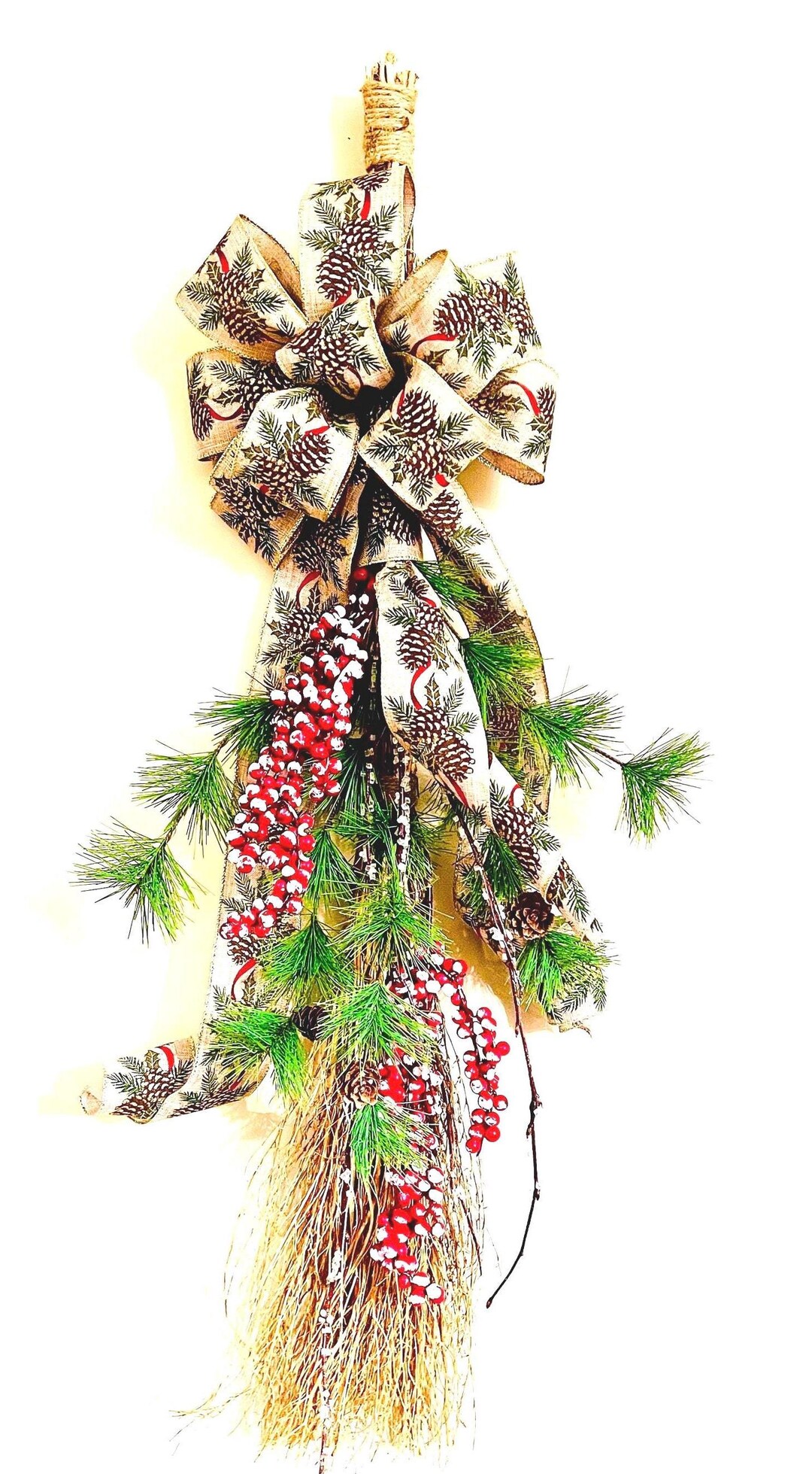 Festive Winter Broom for Holiday or Winter Decorating-accented With ...