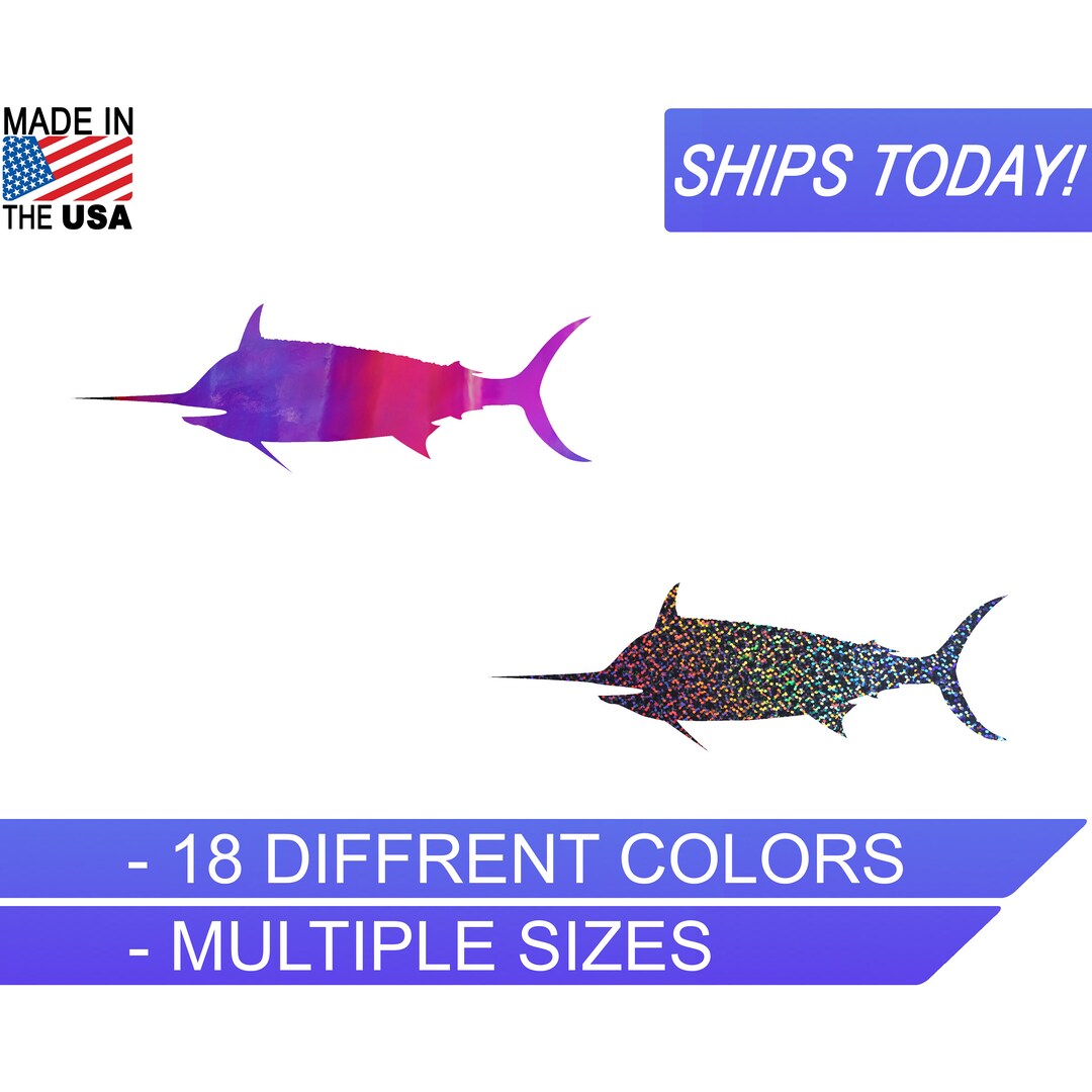Marlin, Vinyl Decal, Fish Decal, Silver Glitter, Cooler Decals, Wedding ...
