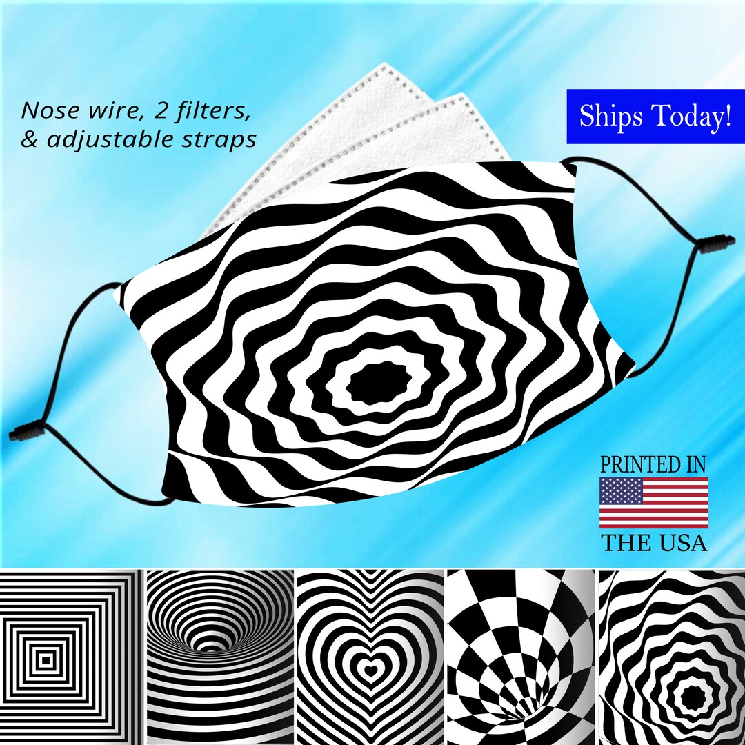 Optical Illusion Face Mask, Adjustable, Washable and Reusable, Nosewire ...