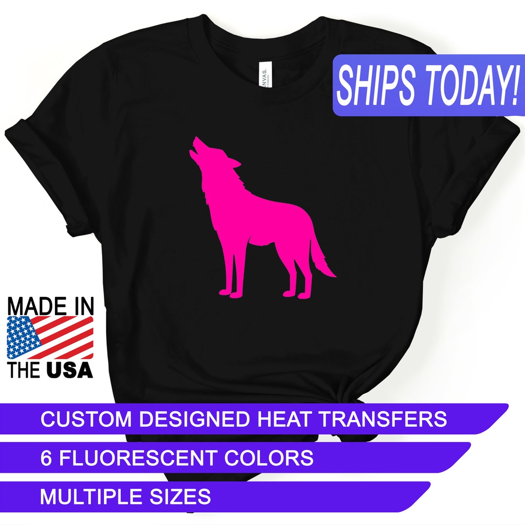 Fluorescent Howling Wolf, Heat Transfers, Custom Designed Iron Ons ...