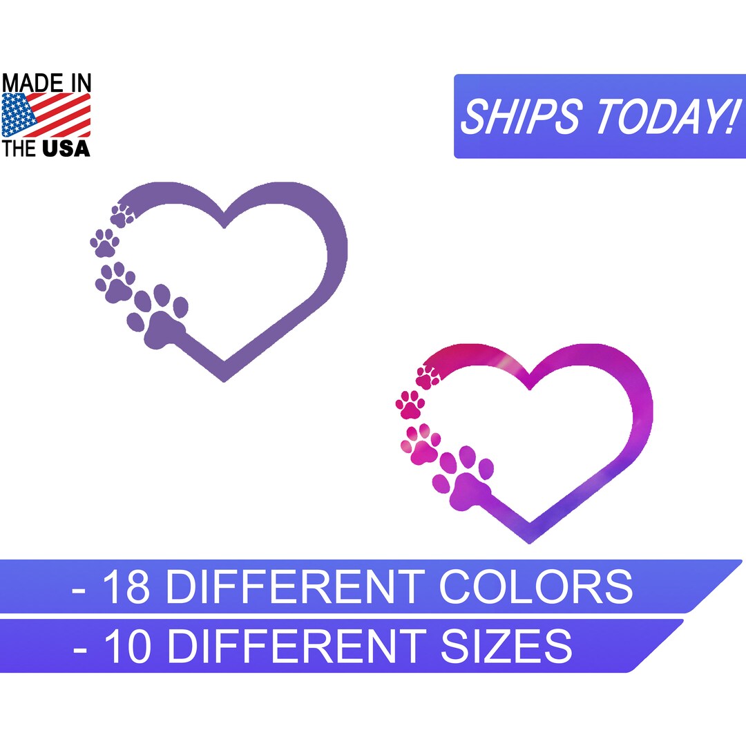 Heart of Dog Paws, Vinyl Decal, Dog Lovers Decal,silver Glitter,cooler ...