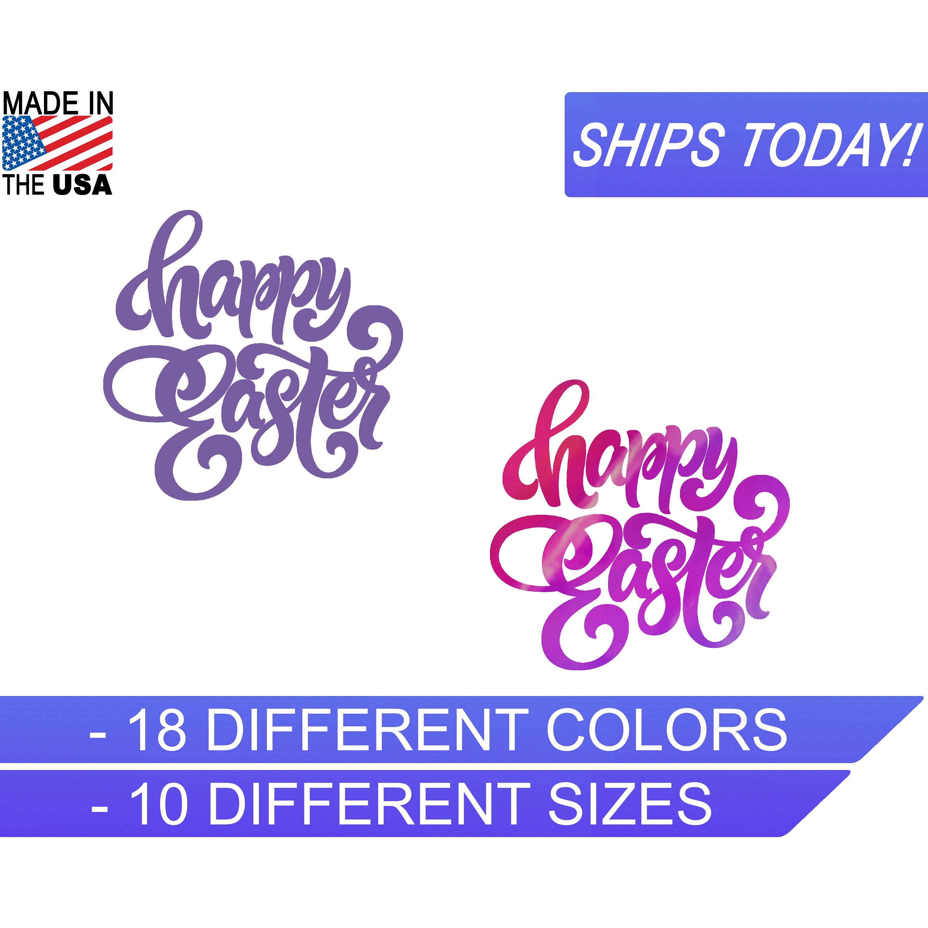 Happy Easter Vinyl Decal Easter Decalsilver Glittercooler | Etsy