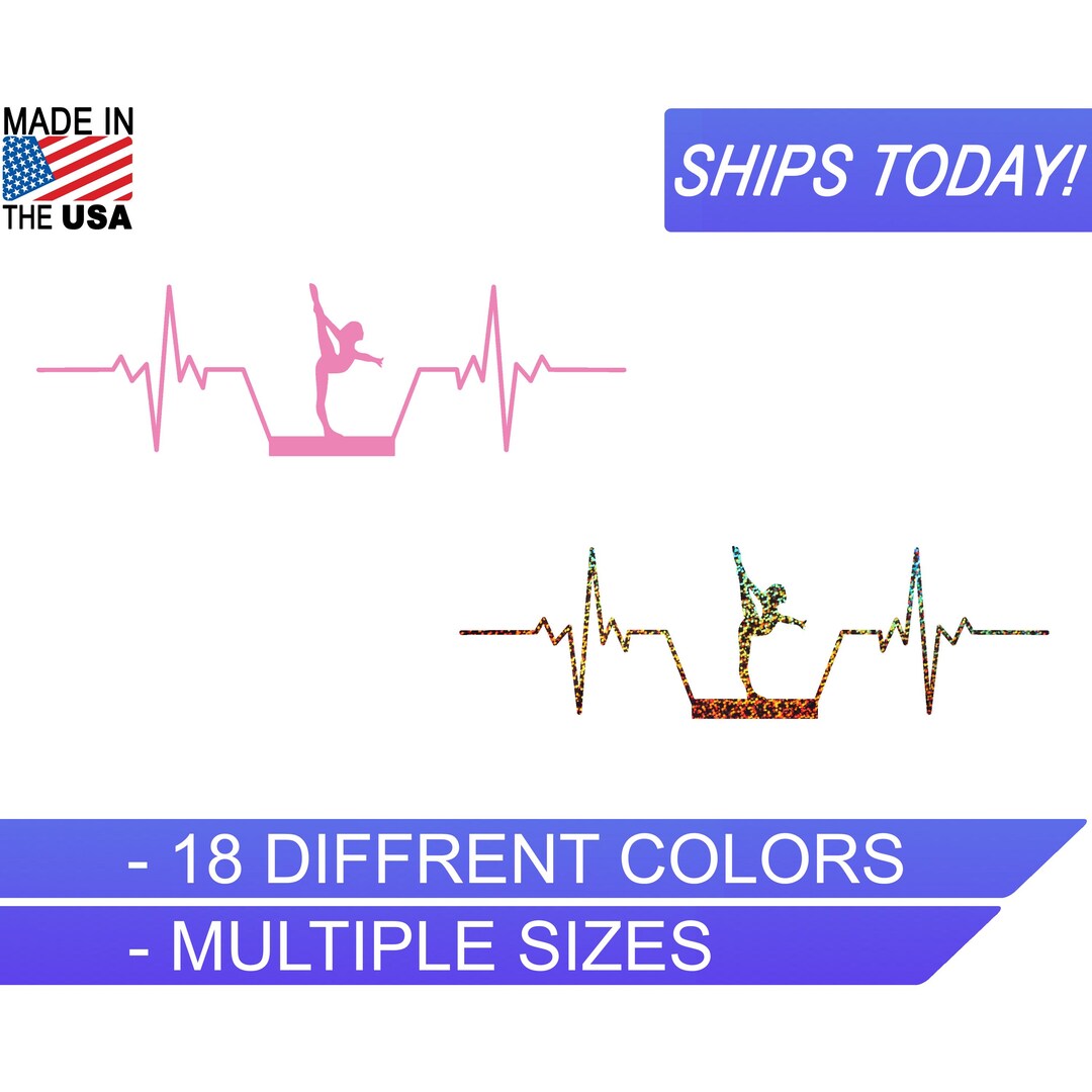 Gymnastics Women's Balance Beam Heartbeat, Vinyl Decal, Sports Decal ...