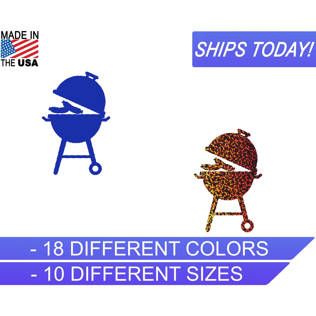 BBQ Grill, Vinyl Decal, Grilling Decal,silver Glitter,cooler Decals ...