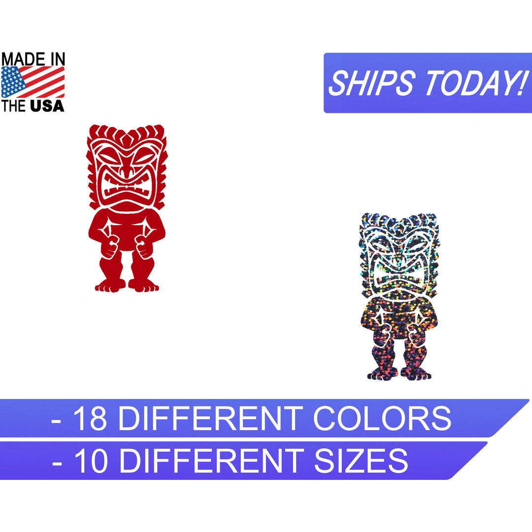 Tiki Man, Vinyl Decal, Tiki Decal, Silver Glitter, Cooler Decals ...