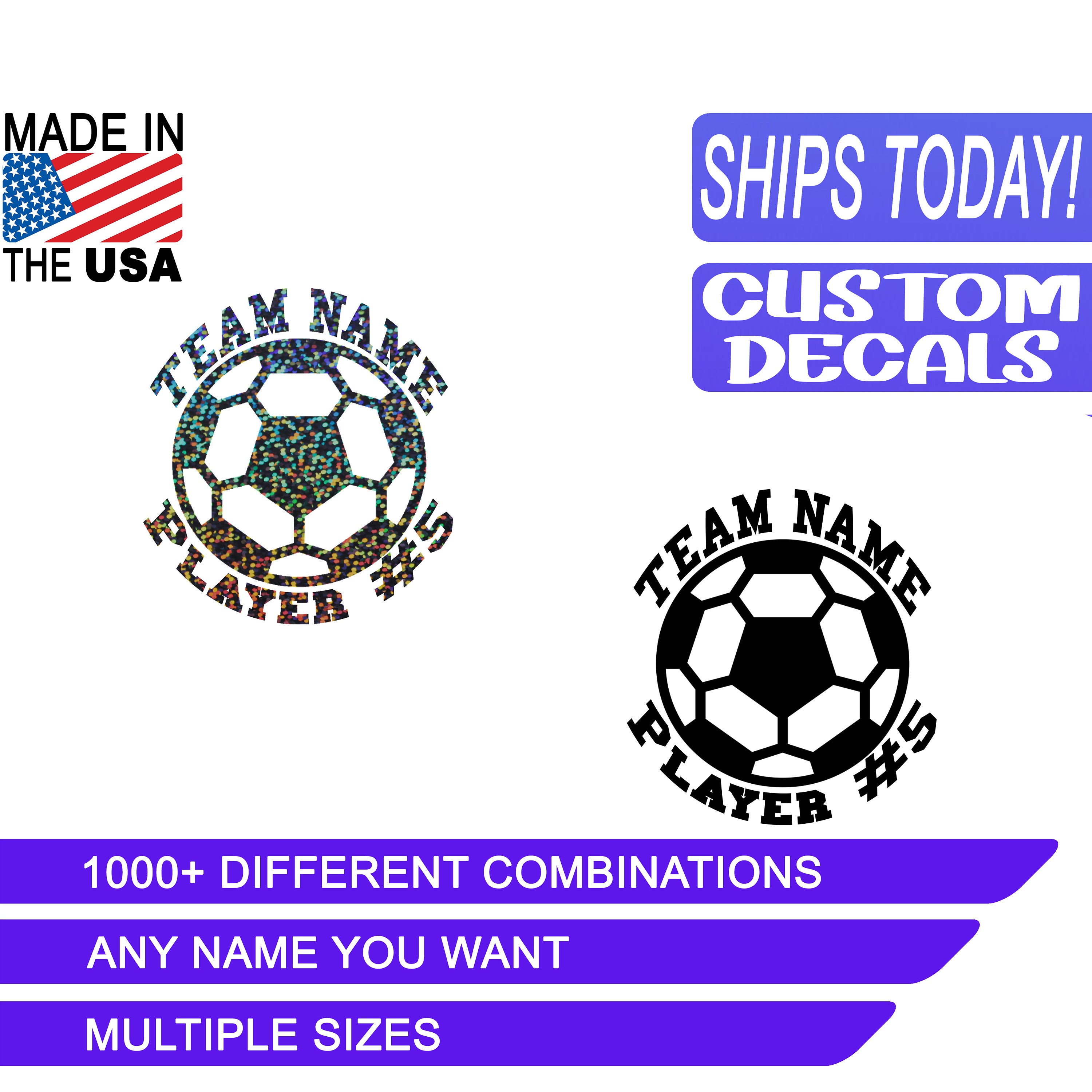 Custom Soccer Team Decal Soccer Decal Silver | Etsy