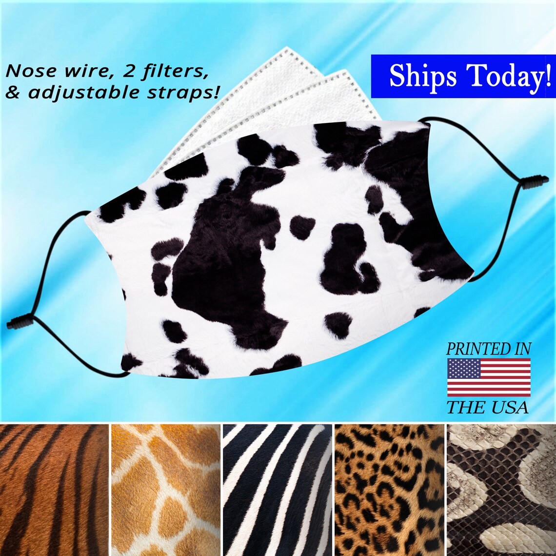 Animal Skin Realistic Face Mask Washable Adjustable | Etsy