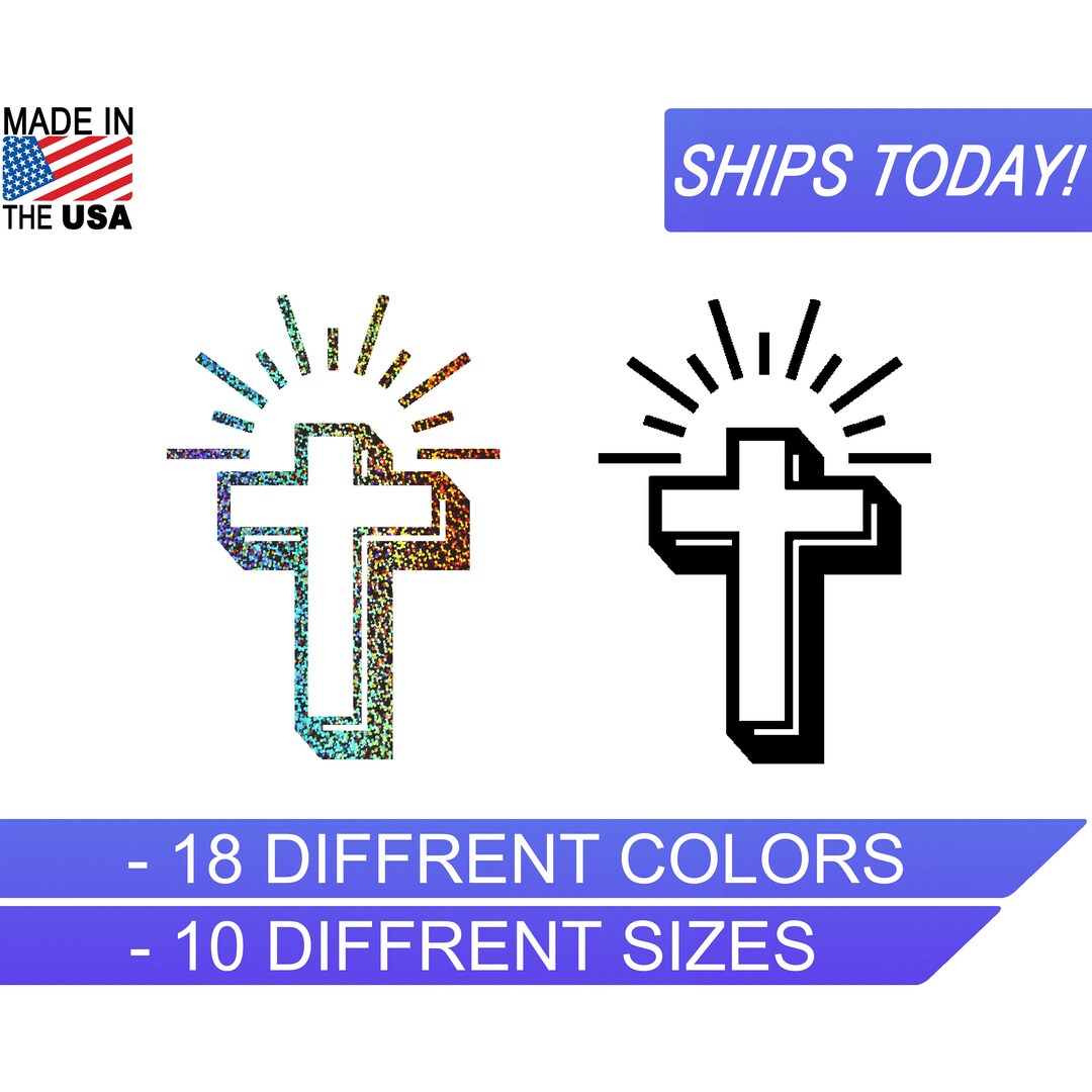 Cute Cross, Custom Vinyl Decal, Crucifix Decal,silver Glitter,cooler ...