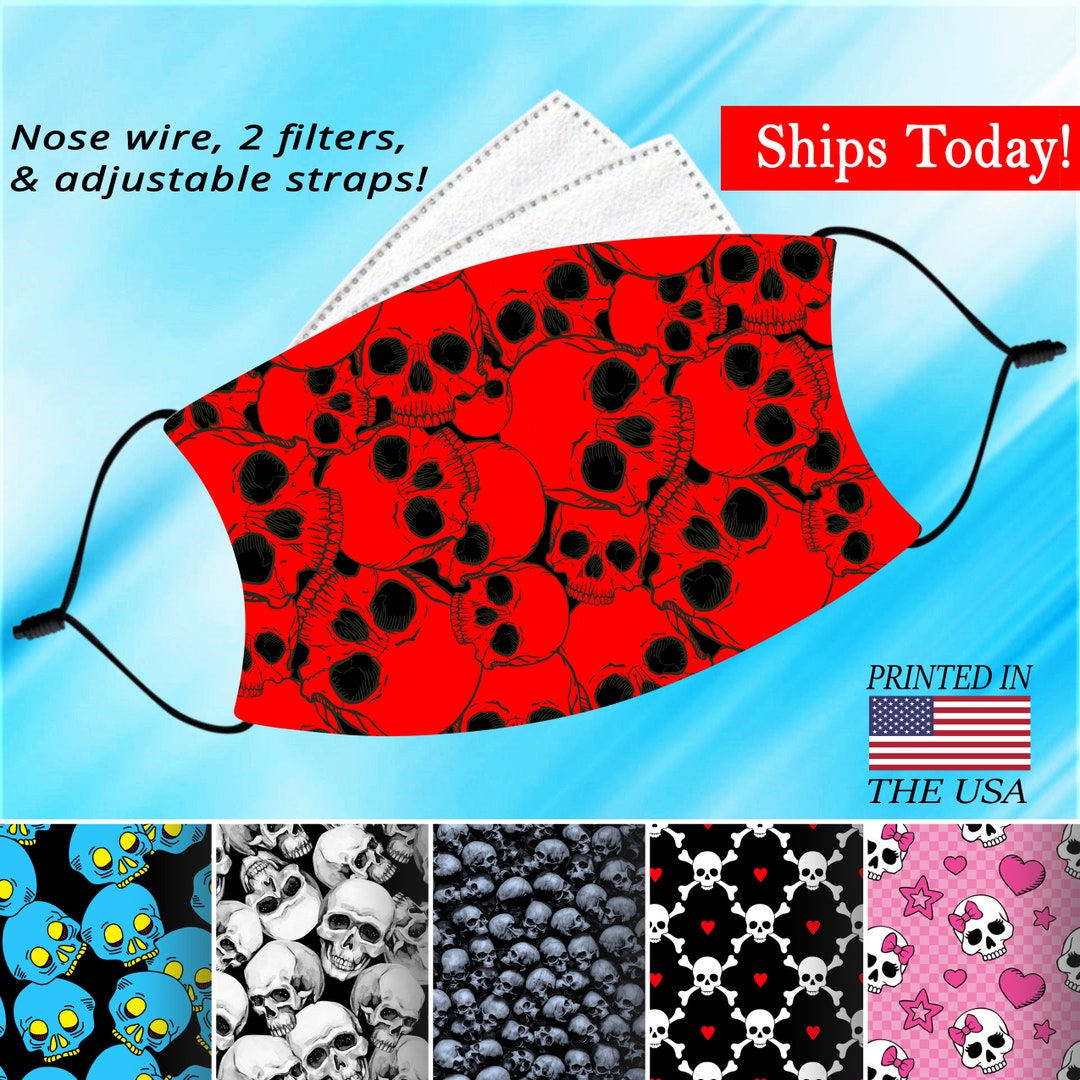 Skull,skeleton,halloween, Face Mask, Washable, Adjustable, Reusable ...