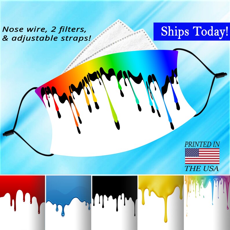 Drip Paint Face Mask Washable Adjustable Reusable Nose - Etsy