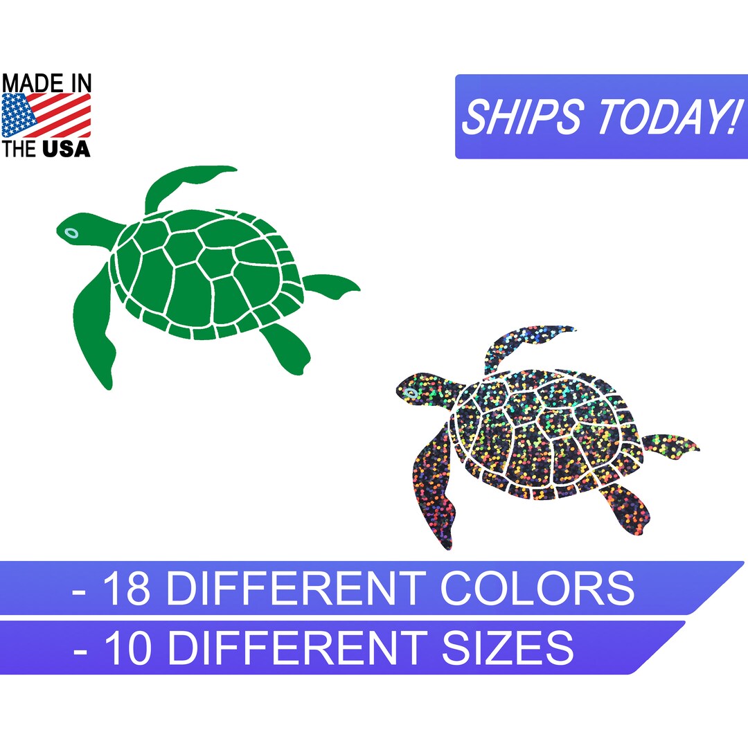 Sea Turtle, Vinyl Decal, Turtle Decal, Silver Glitter, Cooler Decals ...