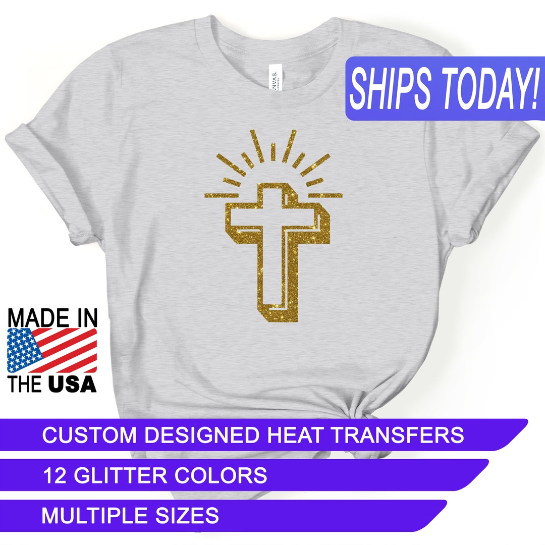 Glitter Cute Cross, Heat Transfers, Custom Designed Iron On, CPSIA ...