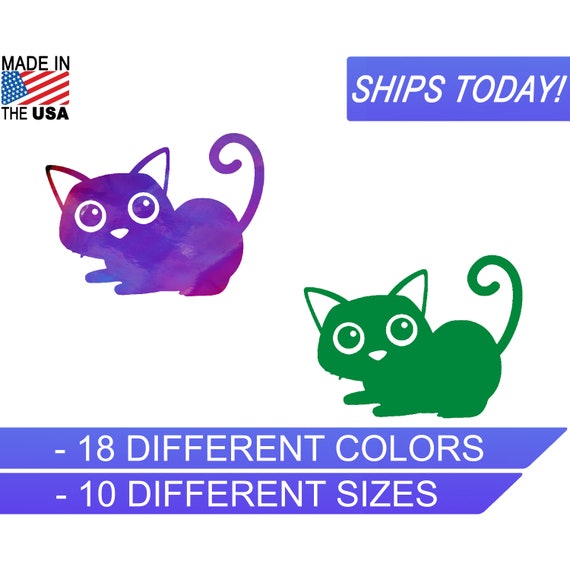 Cute Kitty Vinyl Decal Feline Decalsilver Glittercooler - Etsy