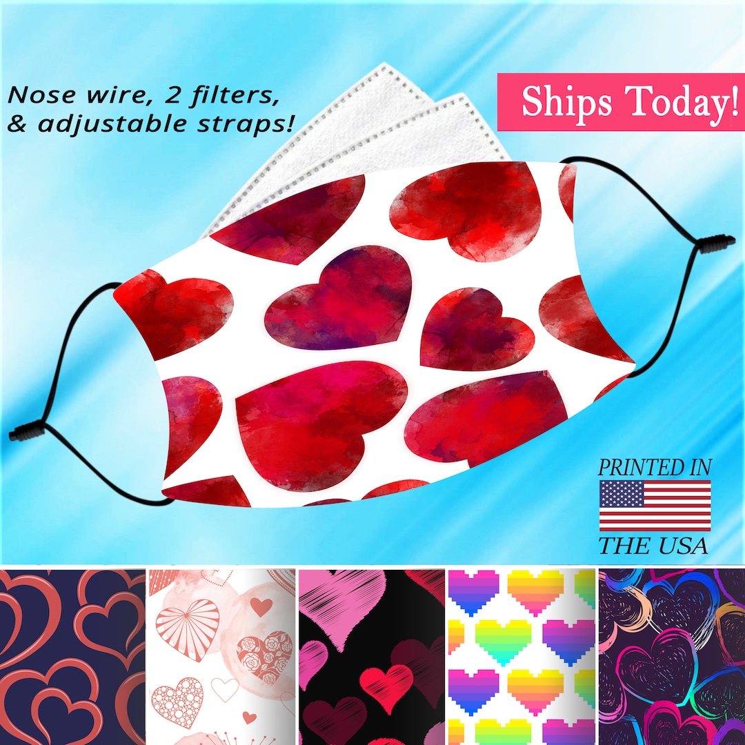 Hart, Face Mask, Washable, Adjustable, Reusable, Nose Wire, Filter ...