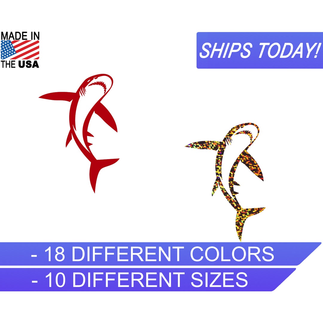 Great White Shark, Vinyl Decal, Fishing Decal, Silver Glitter, Cooler ...