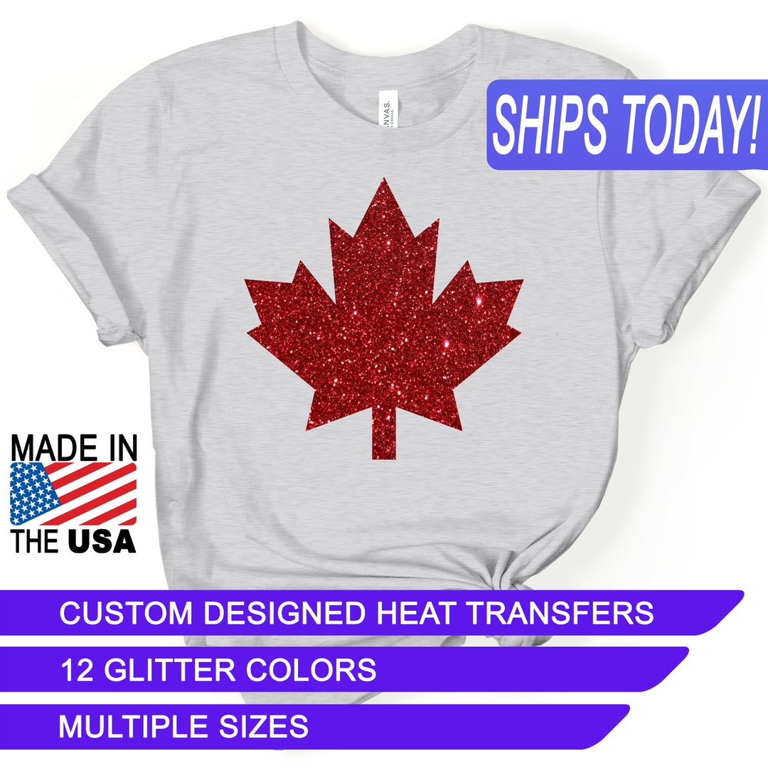 Glitter Maple Leaf, Heat Transfers, Custom Designed Iron On, CPSIA ...
