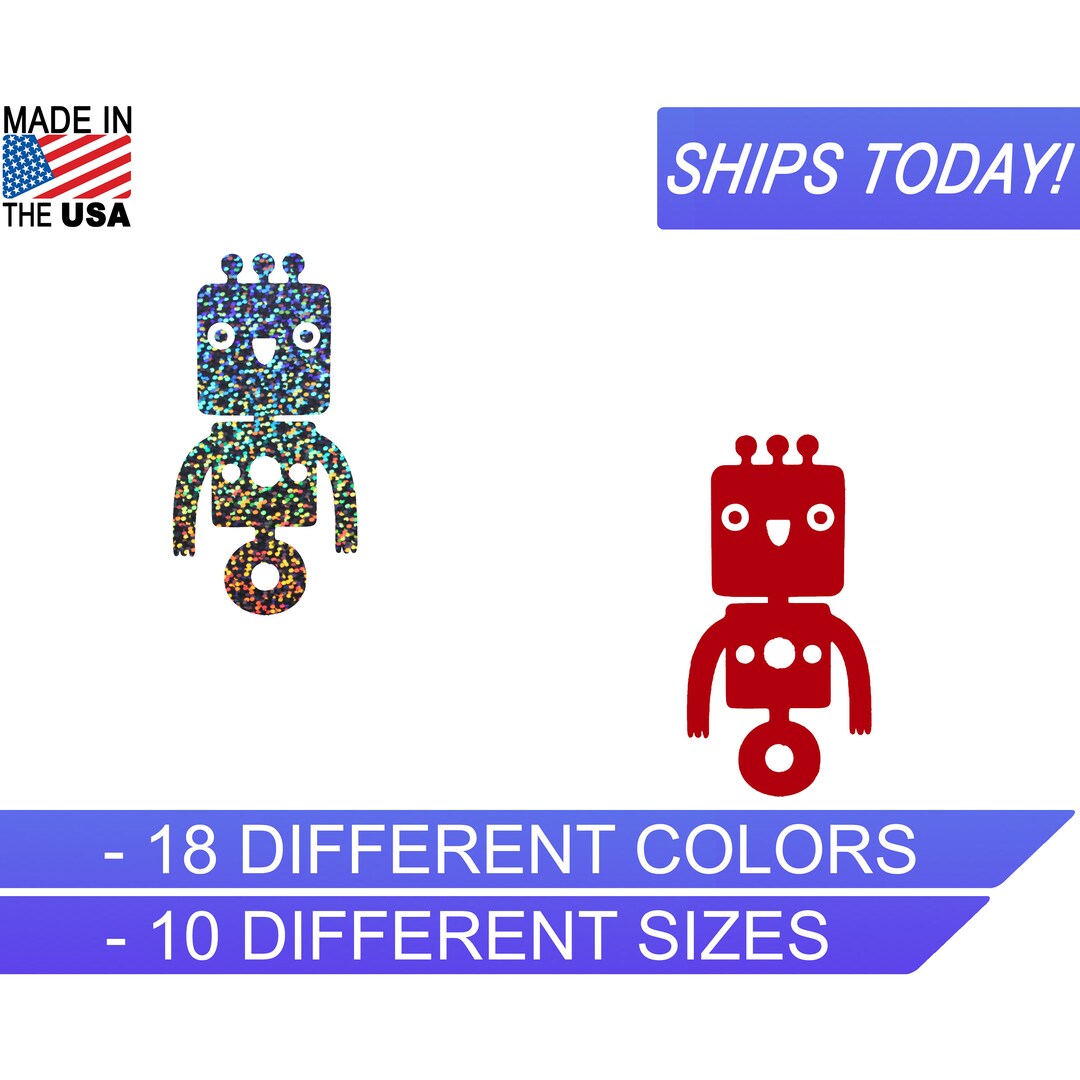 Robot Decal, Vinyl Decal, Android Decal, Silver Glitter, Cooler Decals ...