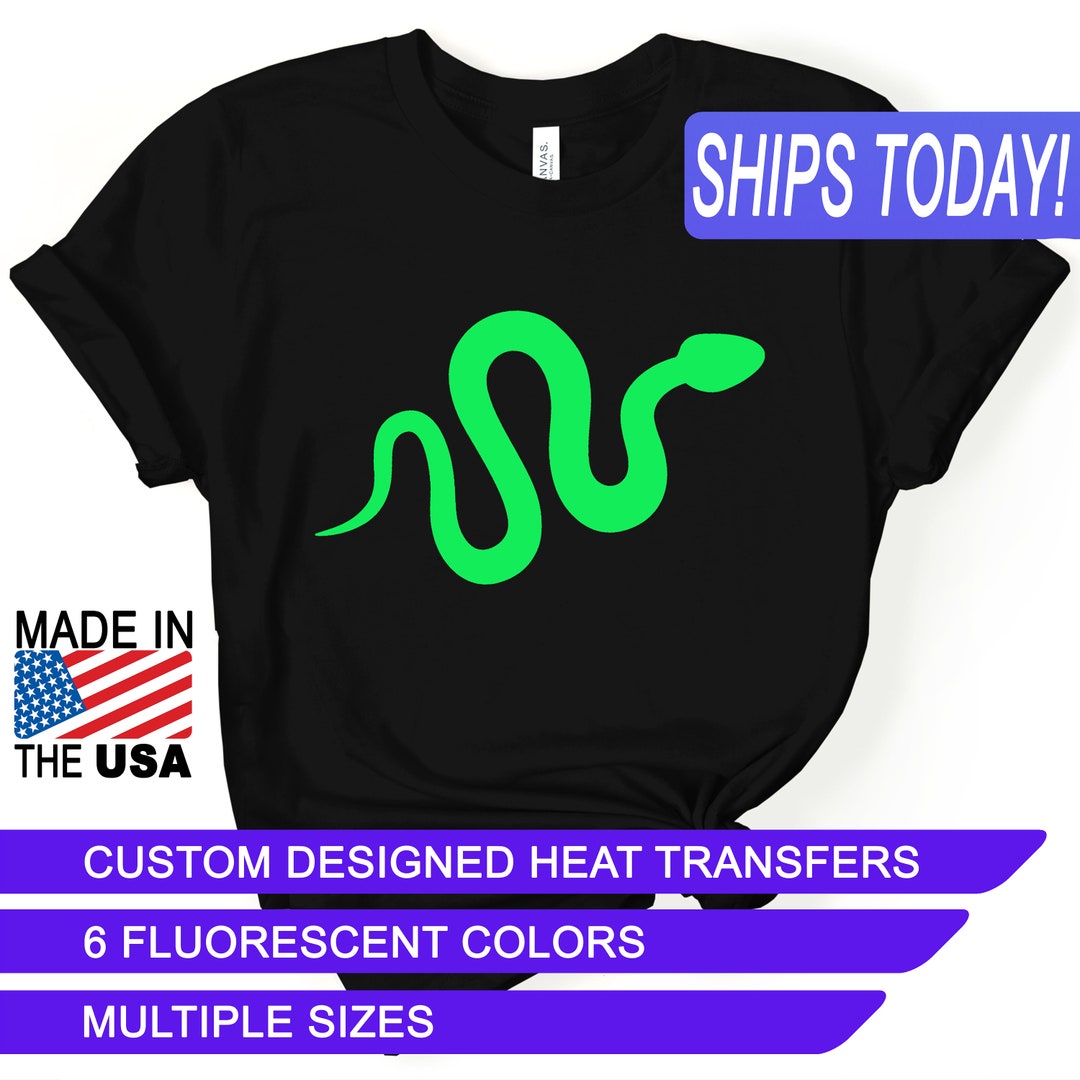 Fluorescent Snake, Heat Transfers, Custom Designed Iron Ons, CPSIA ...