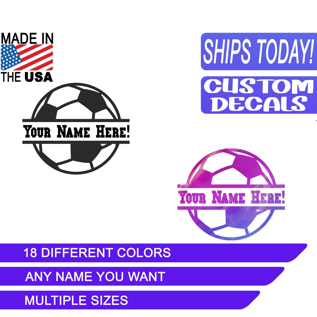 Custom Soccer Name Decal, Soccer Decal, Silver Glitter,holographic Name ...