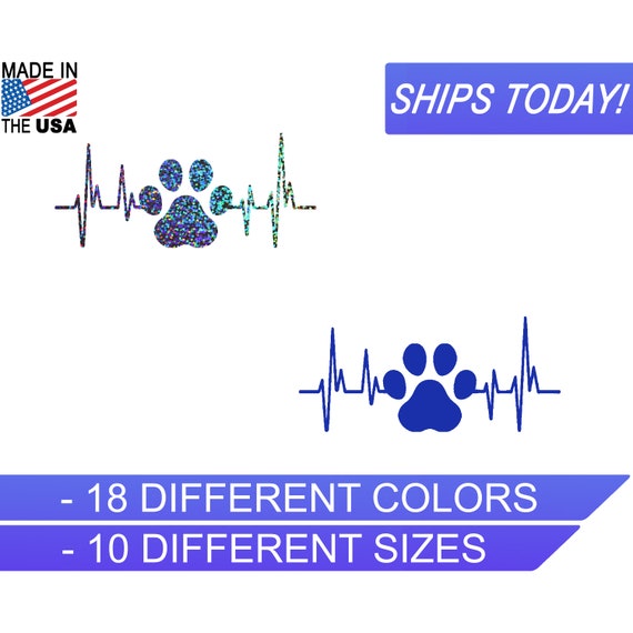 Dog Paw Heartbeat Vinyl Decal Dog Decalsilver | Etsy