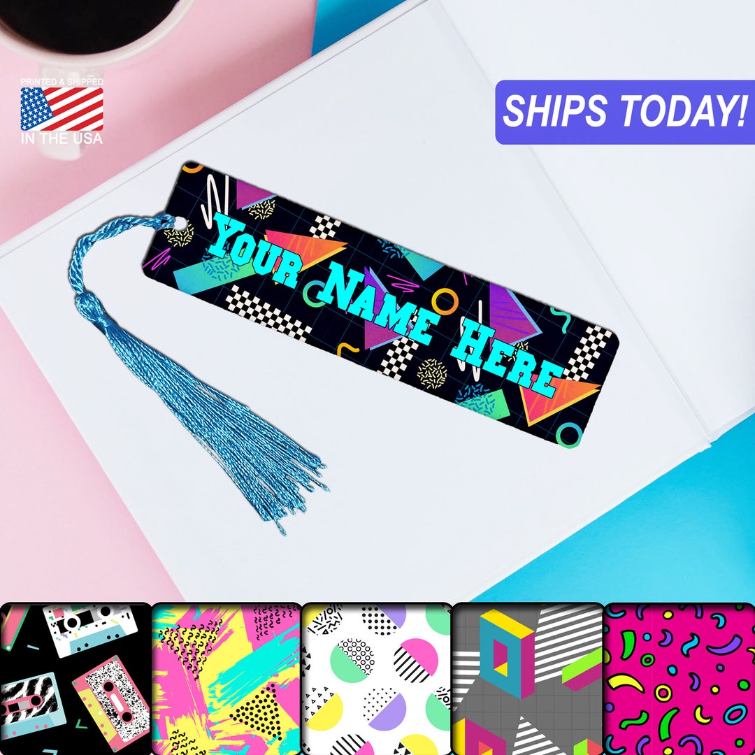 80's, Retro, Personalized Felt Fabric Bookmark, Choice of Tassel ...