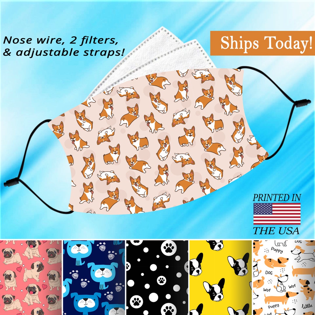 Cute Dog Mask, Adjustable Mask, Washable and Reusable, Mask With Nose ...