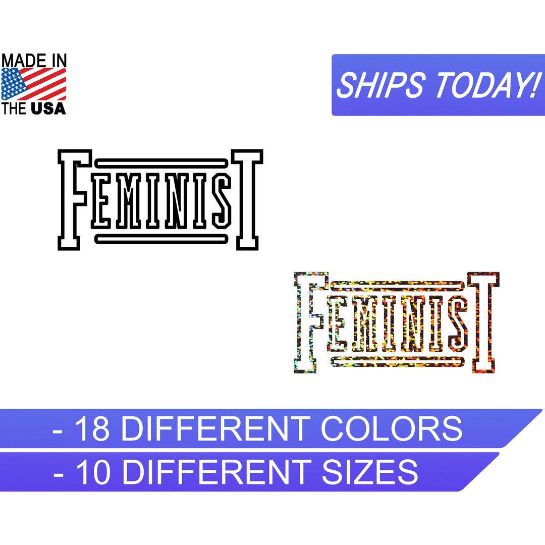 Feminist Feminism Decal Vinyl Decal Silver Glitter Cooler Decal