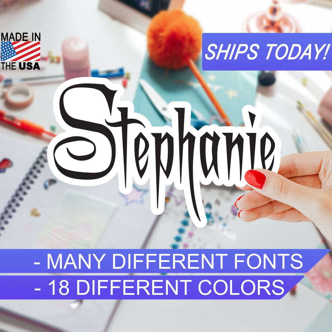 Custom Personalized Vinyl Name Sticker, 4mil, 18 Colors, Many Script ...