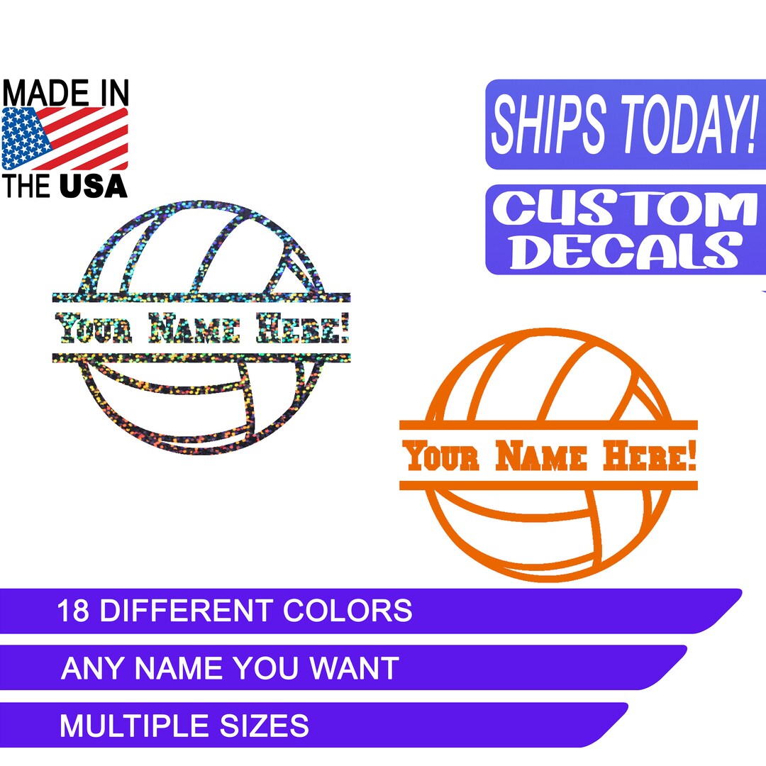 Custom Volleyball Team Decal, Sports Decal, Silver Glitter,holographic ...