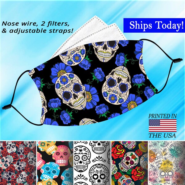 Sugar Skull Face Mask - Etsy