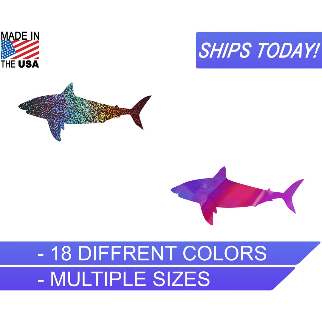 Great White Shark, Vinyl Decal, Fish Decal, Silver Glitter, Cooler ...