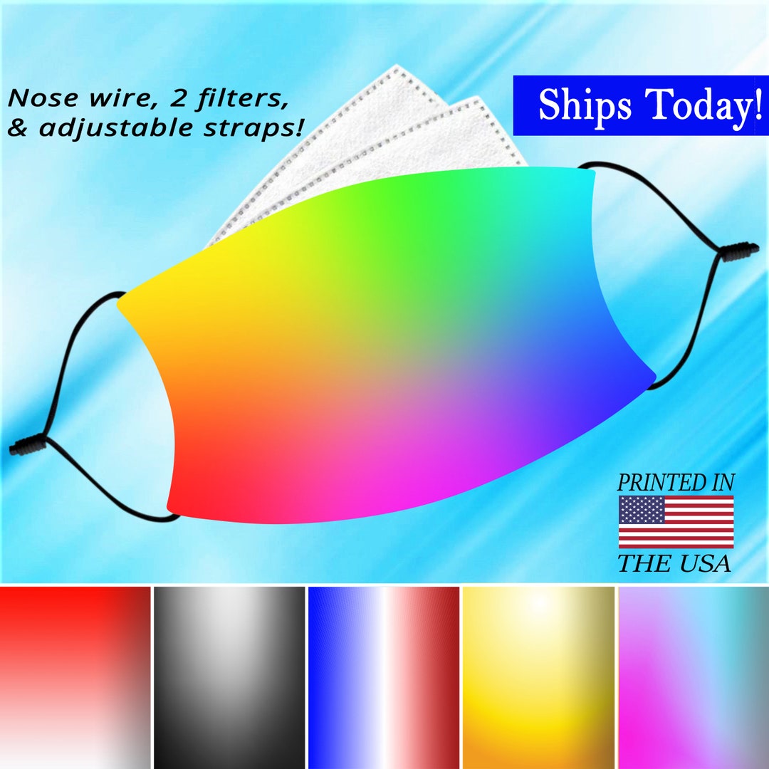 Gradient, Color, Face Mask, Washable, Adjustable, Reusable, Nose Wire ...