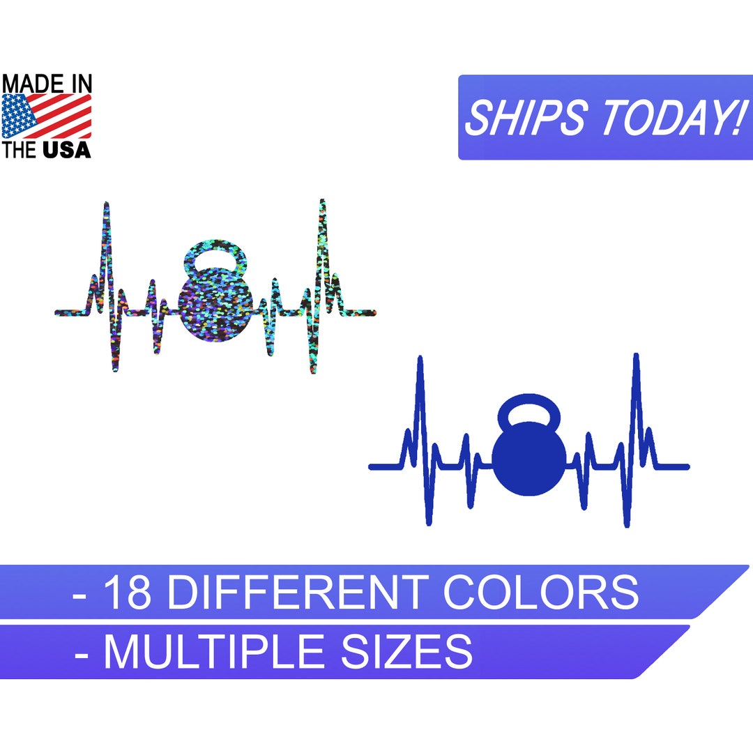 Kettlebell Heartbeat, Vinyl Decal, Weights Decal,silver Glitter,cooler ...