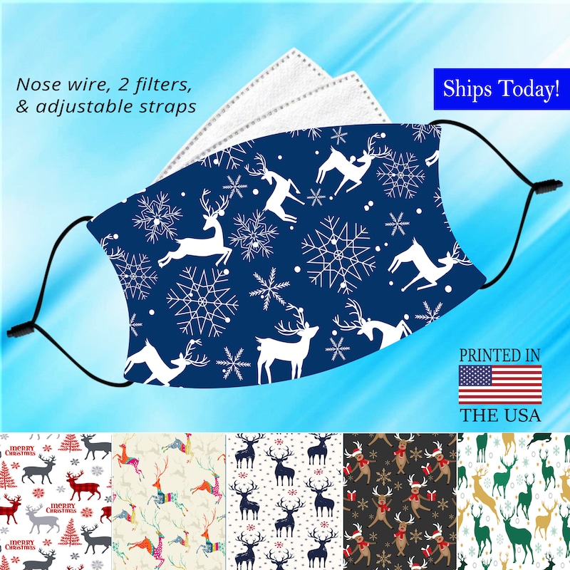 Reindeer Face Mask - Etsy